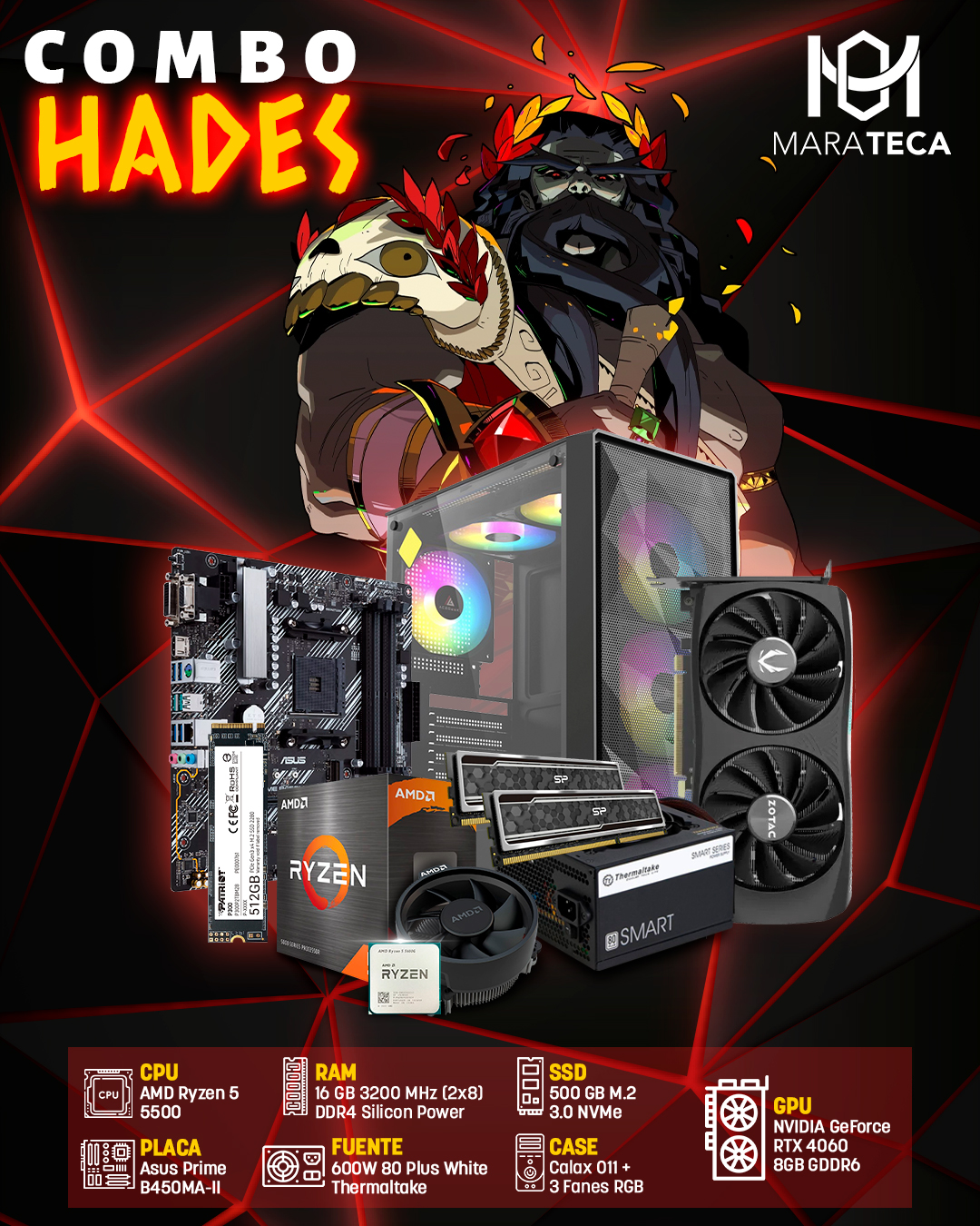 Combo PC Gamer Hades - Marateca