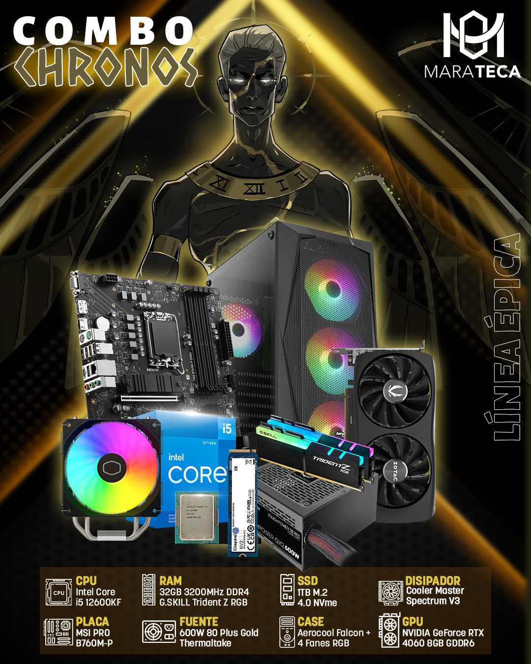 Combo PC Gamer Chronos - Marateca